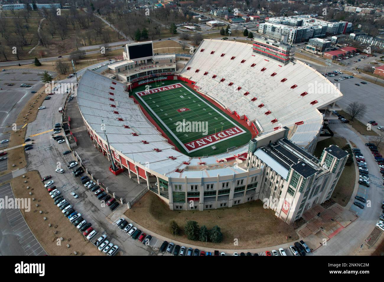 An aerial view of Memorial Stadium on the campus of Indiana University ...