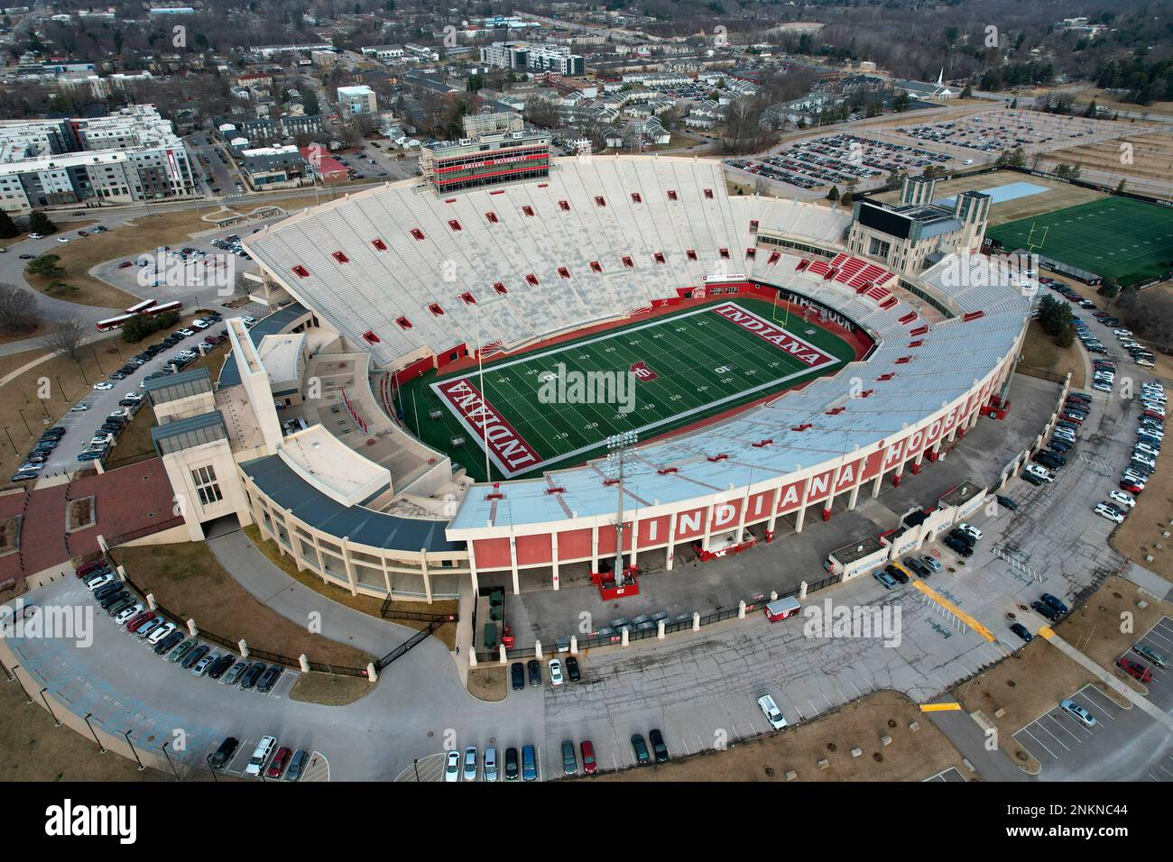 An aerial view of Memorial Stadium on the campus of Indiana University ...