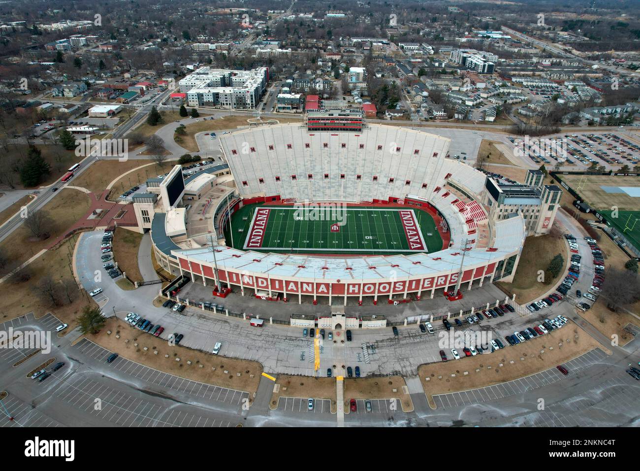 An aerial view of Memorial Stadium on the campus of Indiana University ...