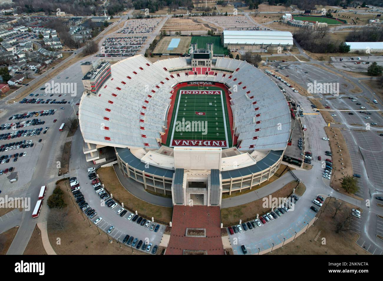 An aerial view of Memorial Stadium on the campus of Indiana University ...