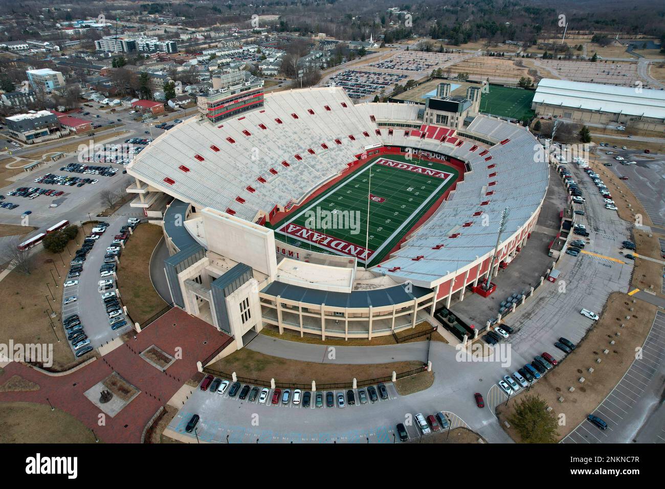 An aerial view of Memorial Stadium on the campus of Indiana University ...