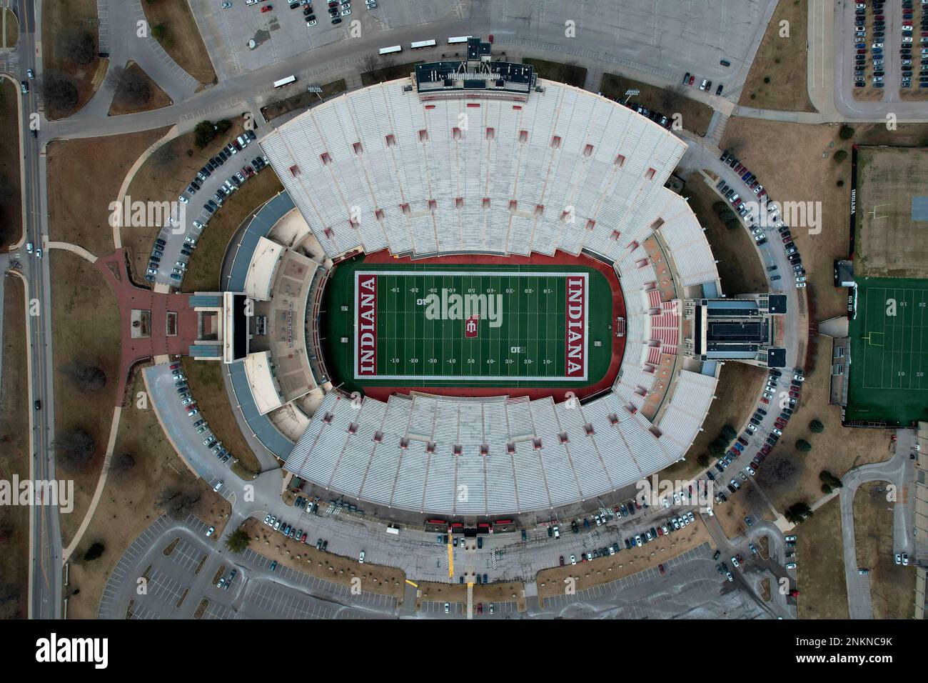An aerial view of Memorial Stadium on the campus of Indiana University ...