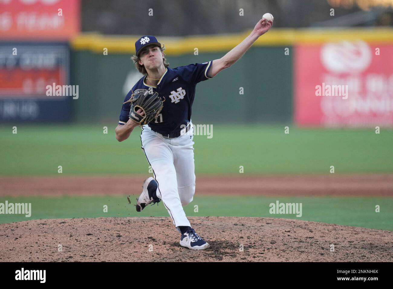Starting pitcher Aidan Tyrell (17) of the Notre Dame Fighting Irish in ...