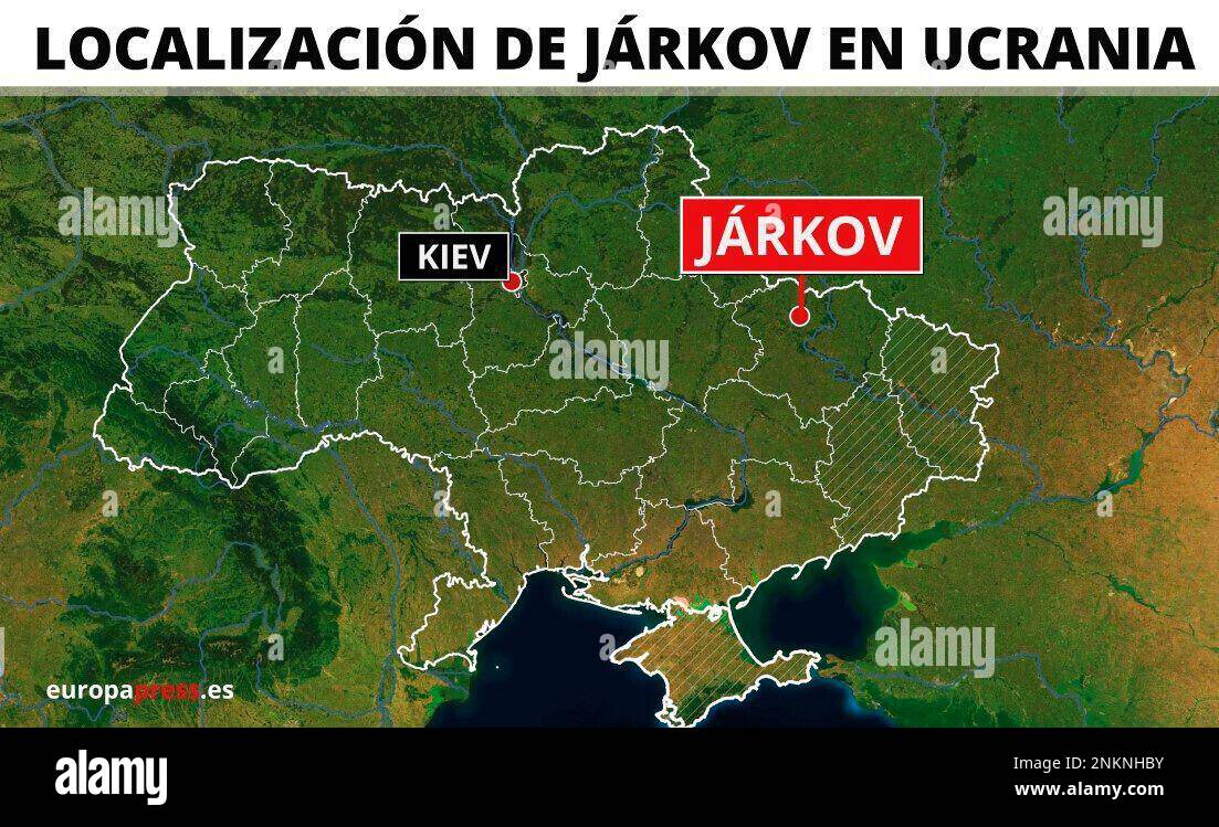 Map showing the location of Kharkov in Ukraine. The Ukrainian city of ...