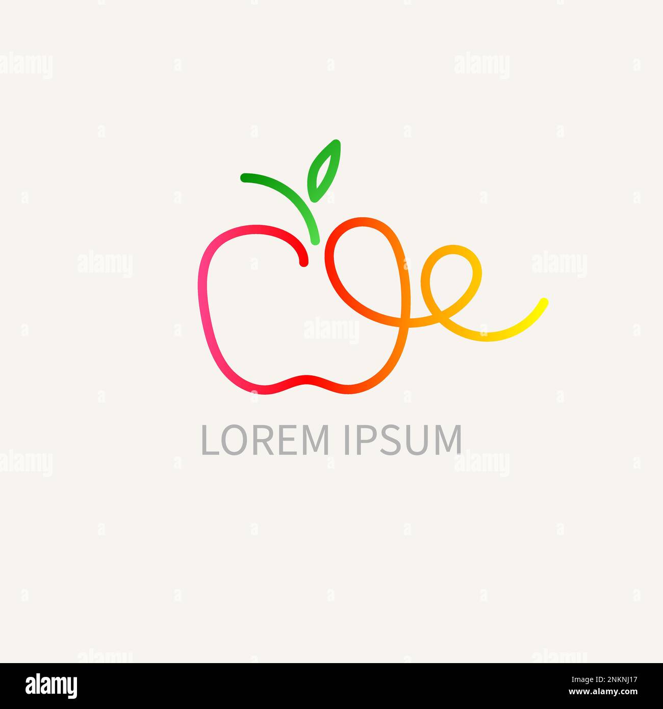 Sketch apple logo drawn with one continuous line. Gradient linear apple ...