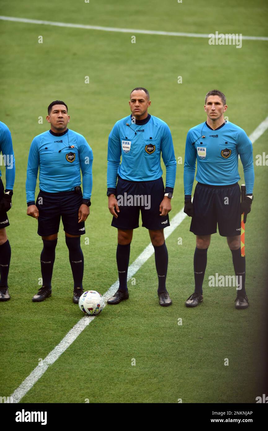 AUSTIN, TX - FEBRUARY 26: Match officials Elton Garcia (left), Ismael ...