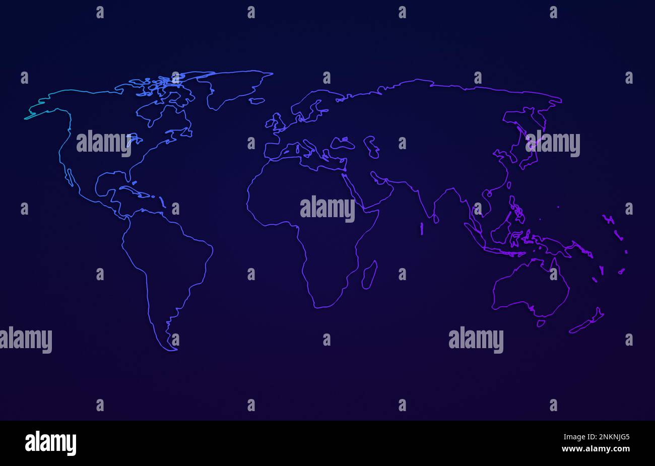 World map with colorful outlines on dark blue background. Clean and ...