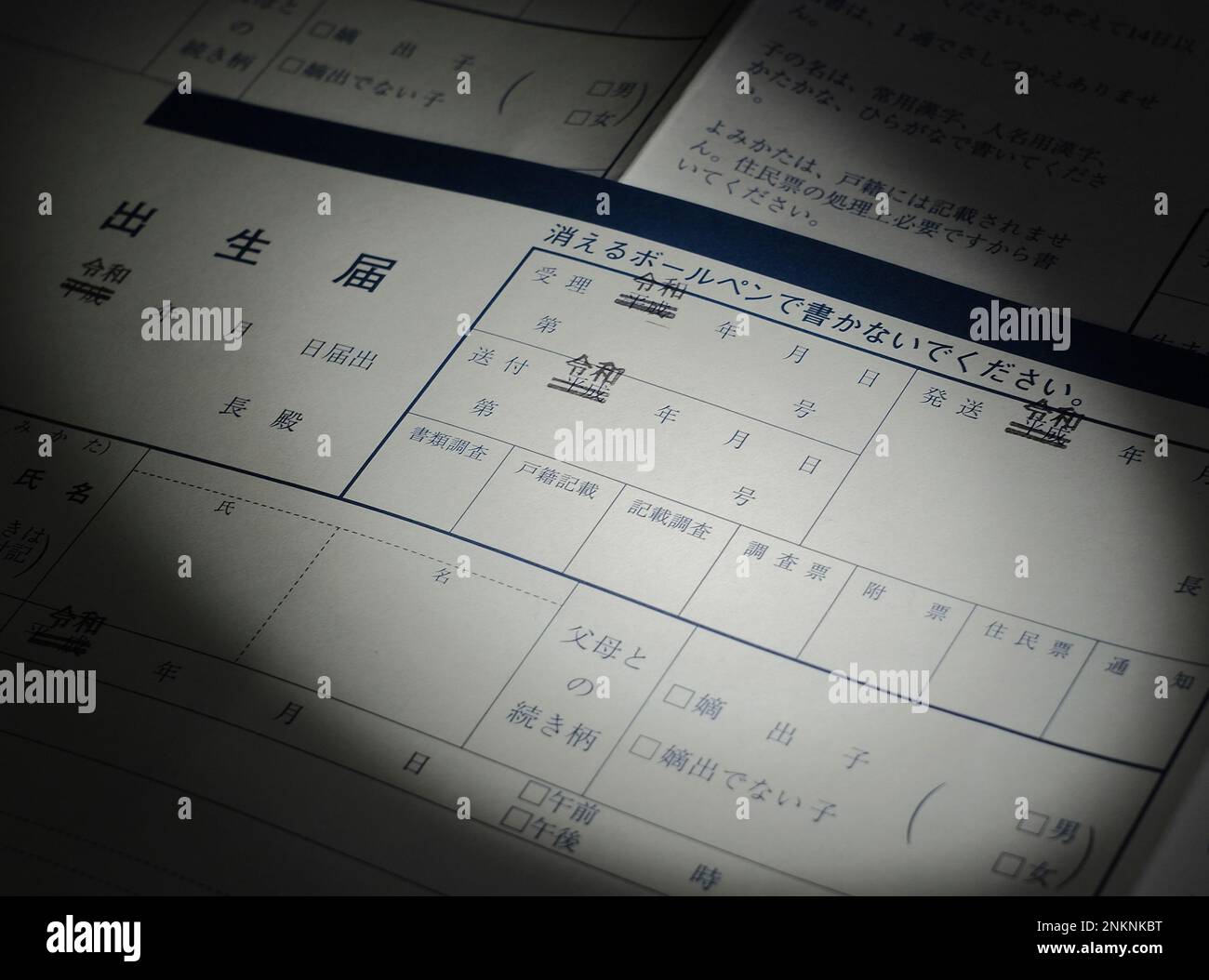 Japanese document of notification of birth is pictured in Tokyo on Feb ...