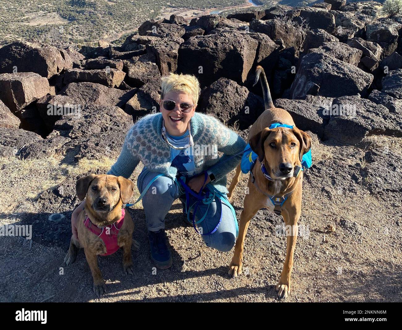 This photo depicts Leksa Pravdic on a hike in Santa Fe, New Mexico with ...