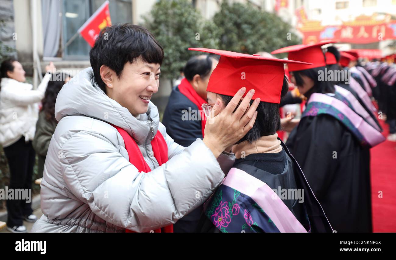 HUAI'AN, CHINA - FEBRUARY 24, 2023 - Teachers and parents cheer on ...