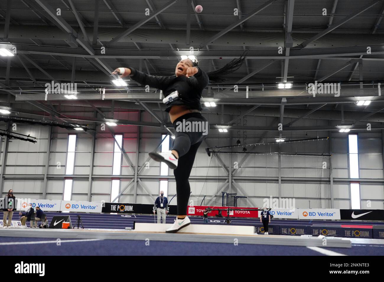 Jessica Woodard places third in the women's shot put at 61-4 1/4 (18 ...