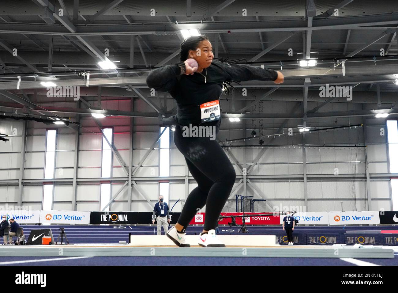 Jessica Woodard places third in the women's shot put at 61-4 1/4 (18 ...