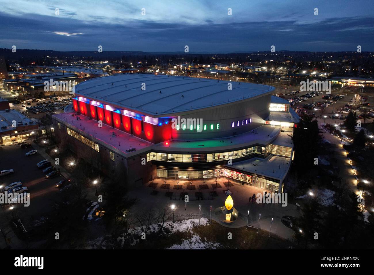 An aerial view of the Spokane Veterans Memorial Arena, Saturday, Feb ...