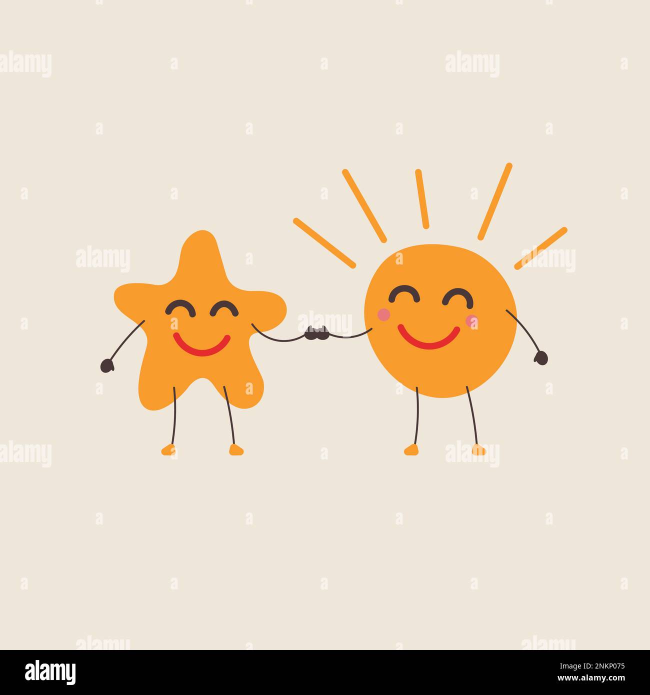Sun and star, friends logo. Friendship, help and care flat icon ...