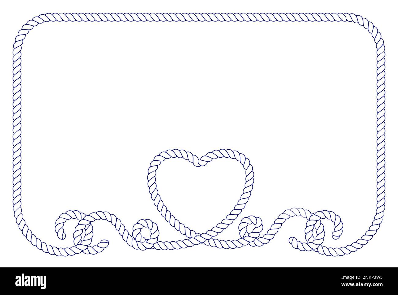 Heart rope frame isolated on white background. Twisted cord Stock ...