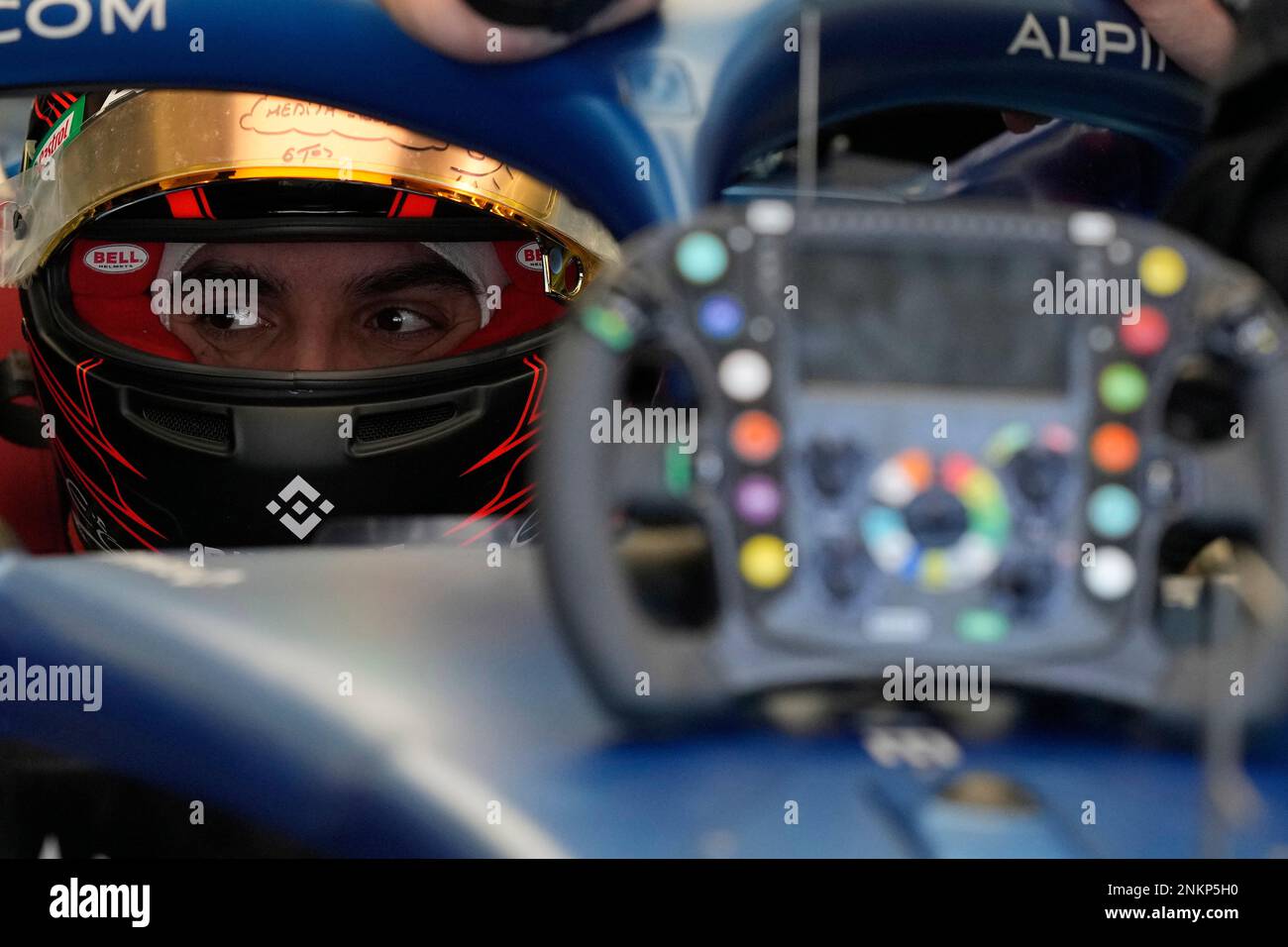 Alpine driver Esteban Ocon of France concentrates during a Formula One ...