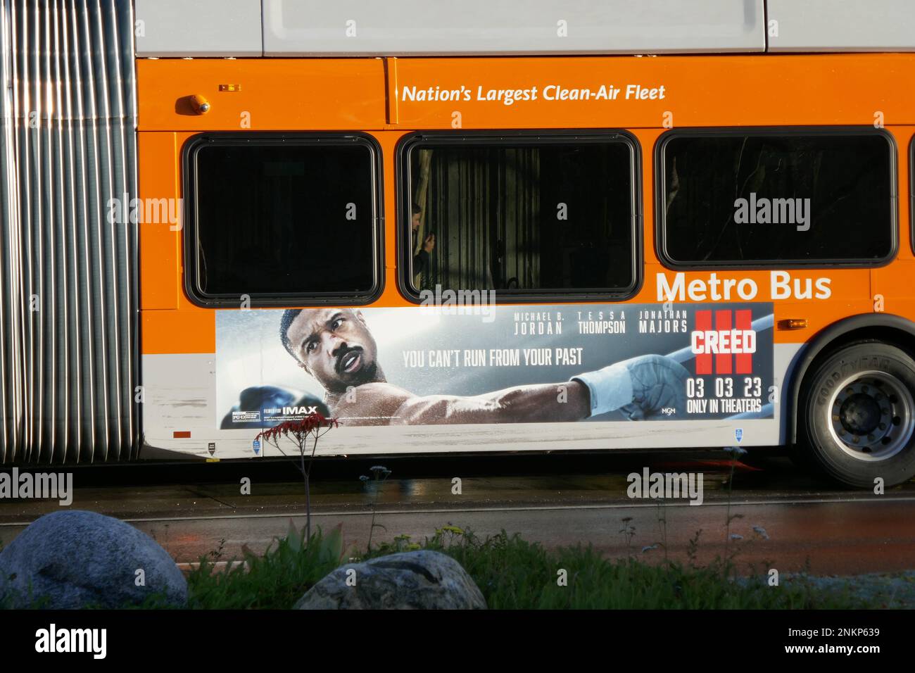 Los Angeles, California, USA 22nd February 2023 Creed III Bus Stop with ...