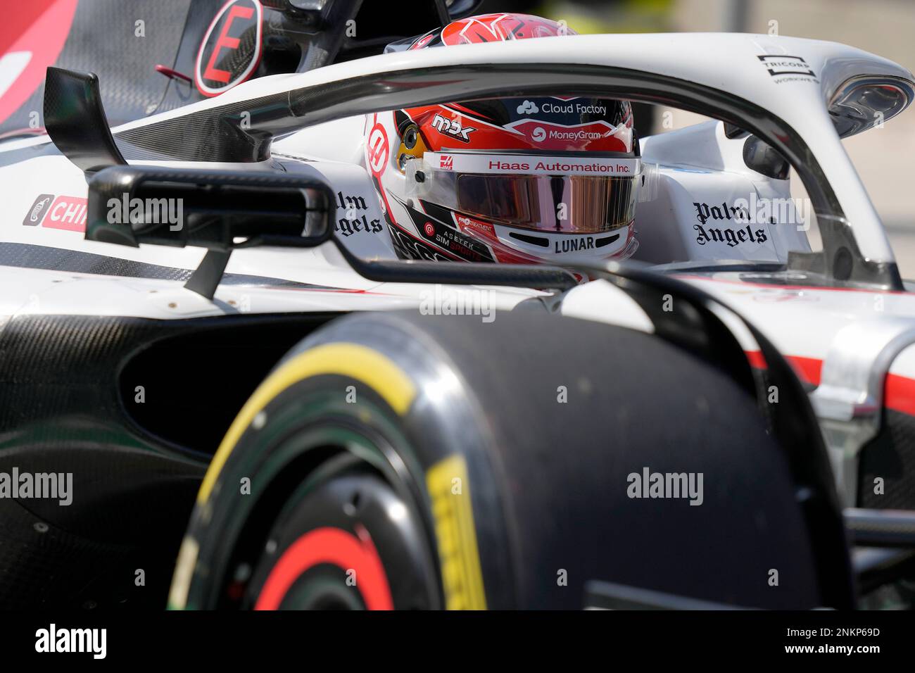 Haas driver Kevin Magnussen of Denmark steers his car during a Formula ...