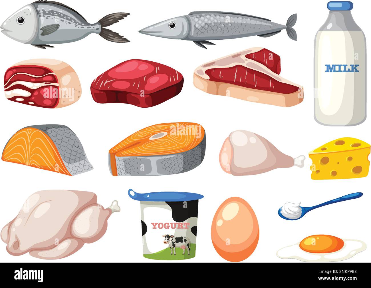 Set of cartoon protein food illustration Stock Vector Image & Art - Alamy