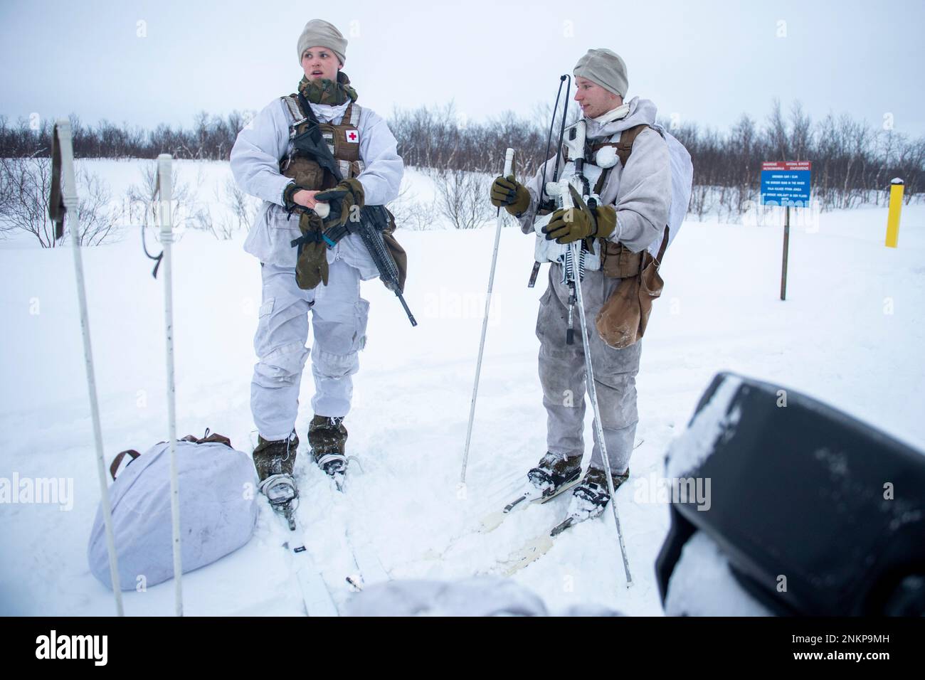 Norwegian soldiers Marcus Daatland Olsen from Bergen, left, and Teodor Aam from Ski, patrol the ...