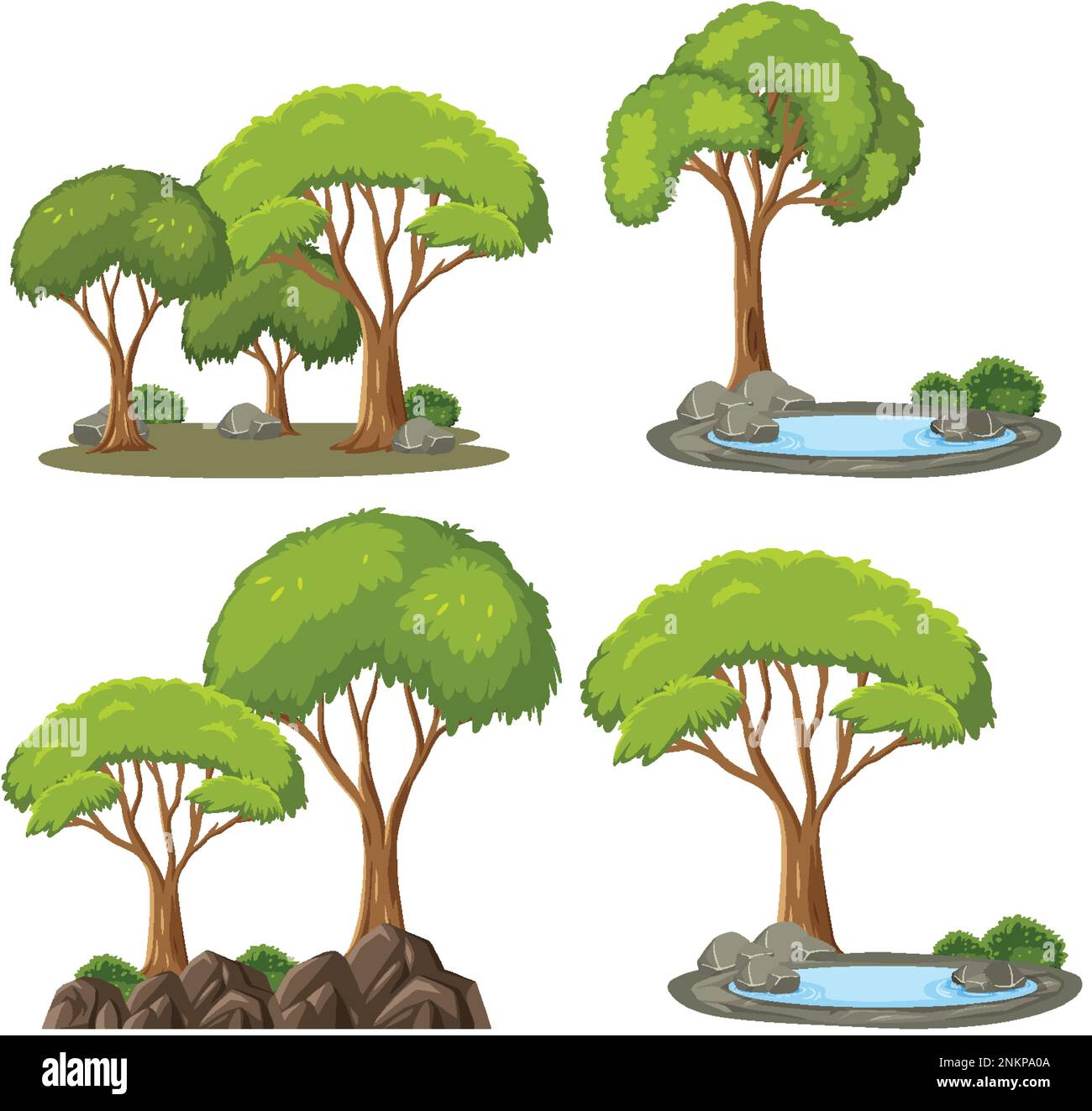 Set of tree in cartoon style illustration Stock Vector Image & Art - Alamy