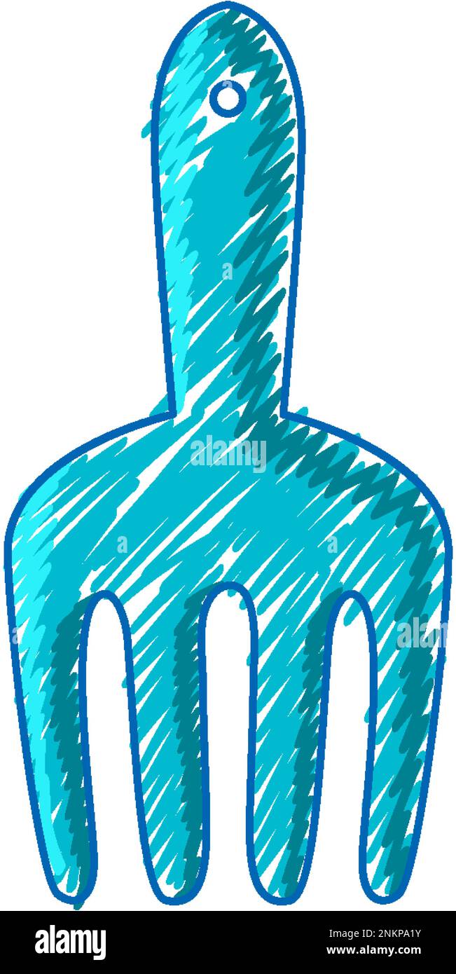 Garden fork in pencil colour sketch simple style illustration Stock ...