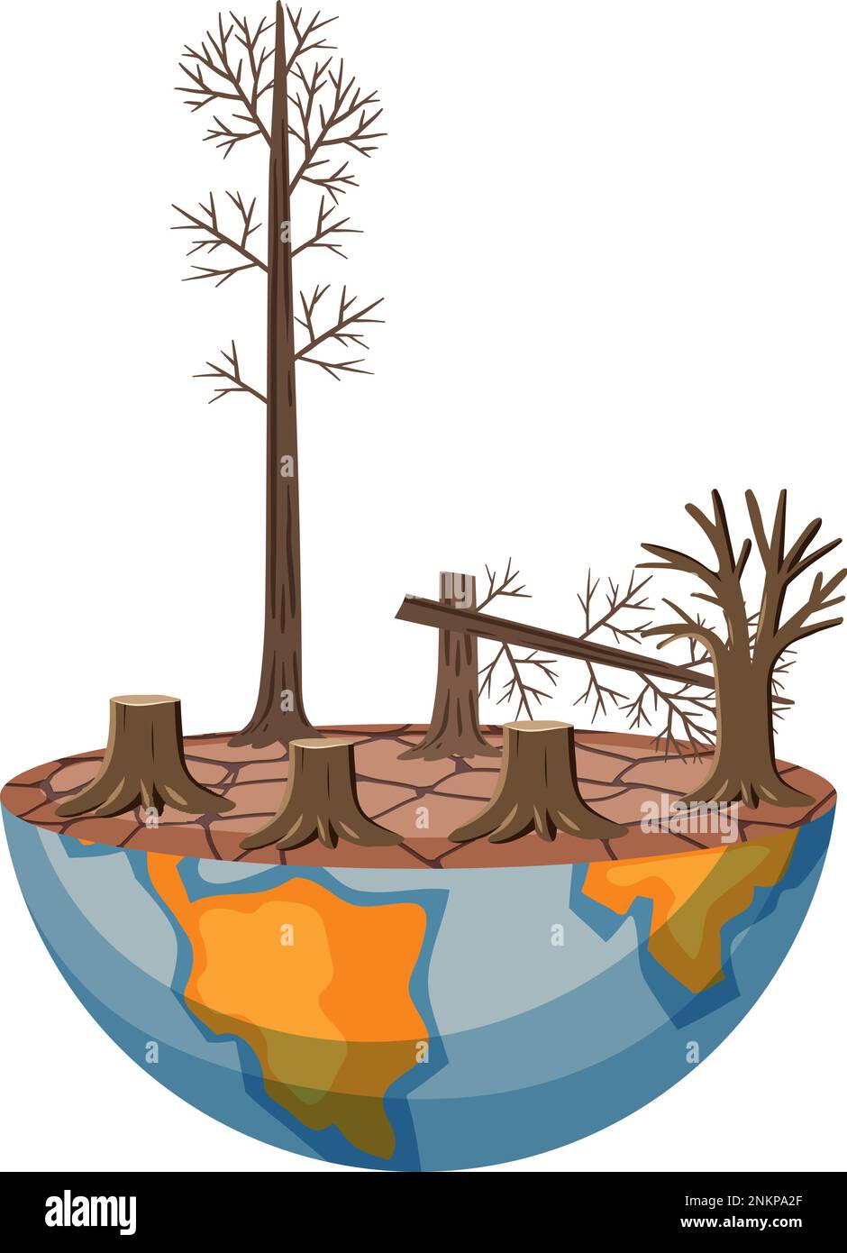Drought stricken area on the globe from global warming illustration ...