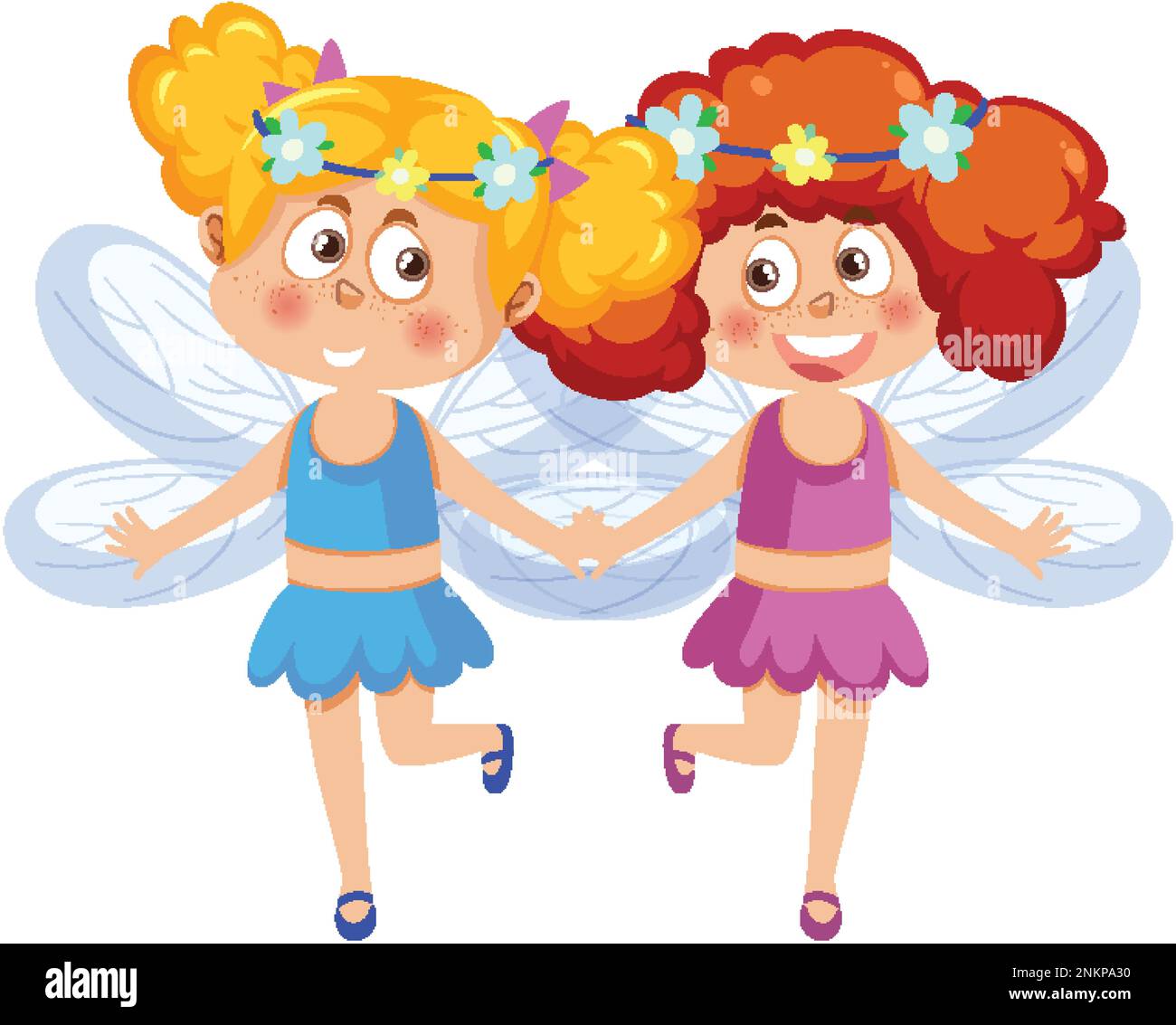 Couple fairy kids cartoon character illustration Stock Vector Image ...