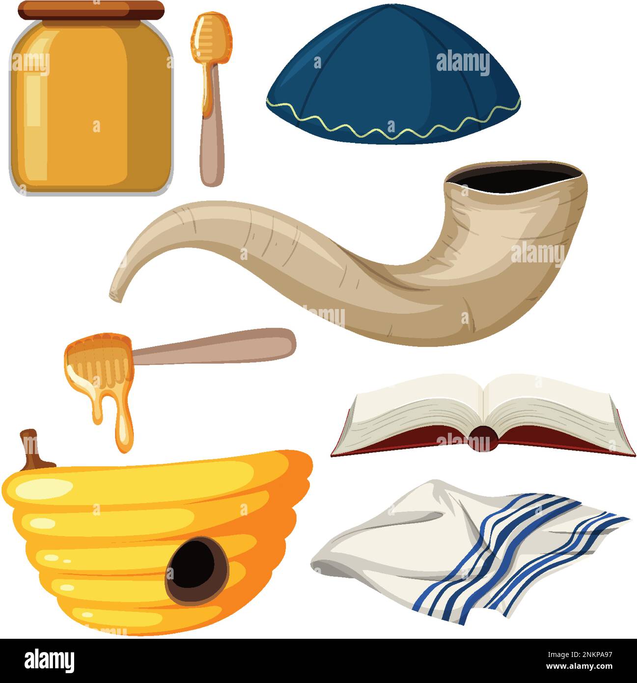 Set Of Yom Kippur Ceremonial Object Illustration Stock Vector Image