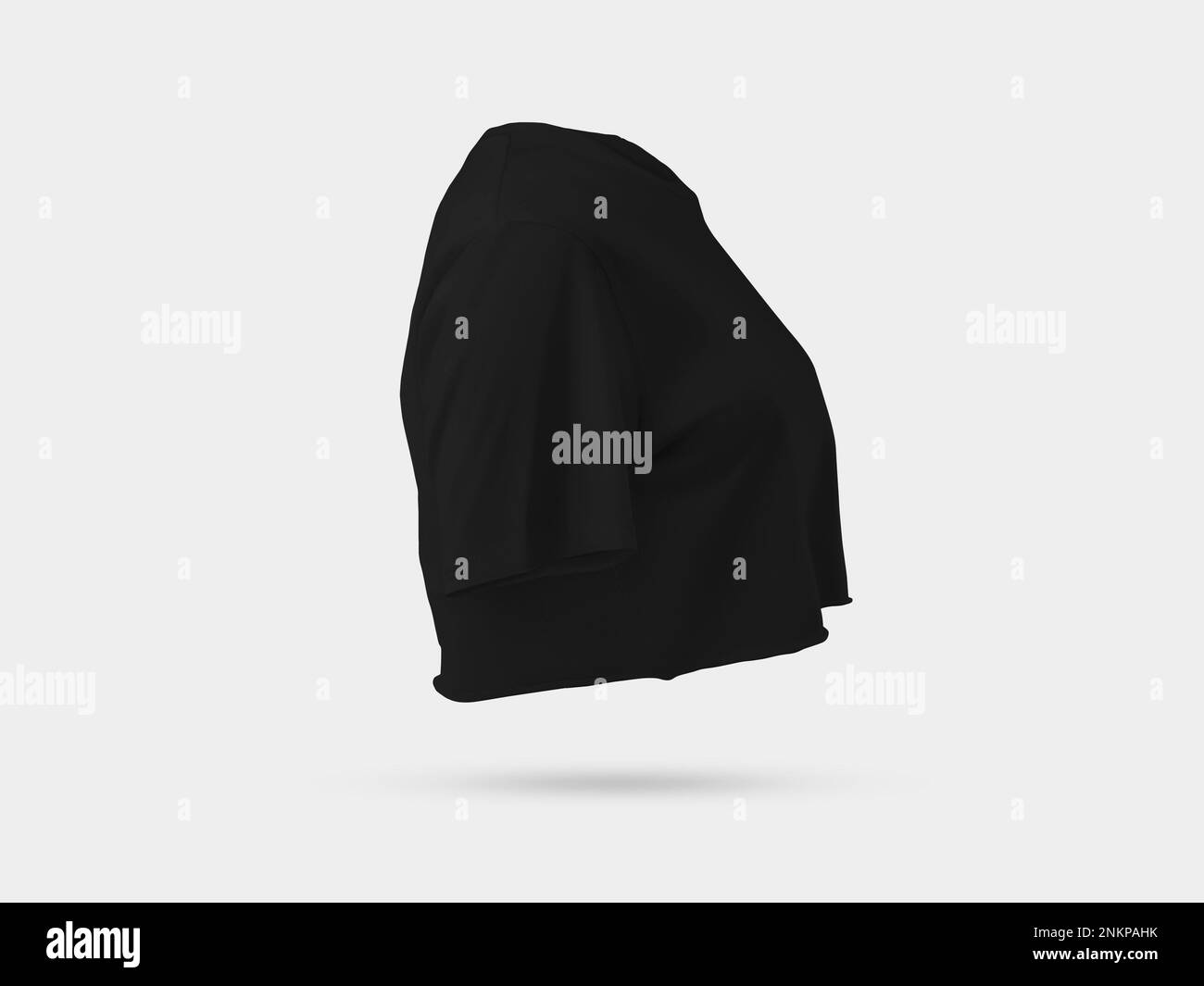 Cropped black t-shirt mockup, women's crop top 3D rendering, canvas ...