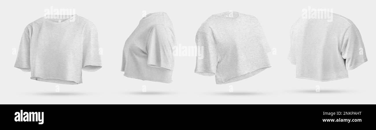Heather crop top mockup, women's t-shirt 3D rendering for design, print ...