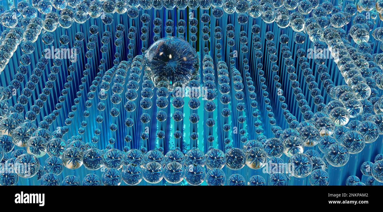 Abstract Geometric Pattern Of 3d Render Spheres Graphic Design Waves Of Spheres Neon Lights