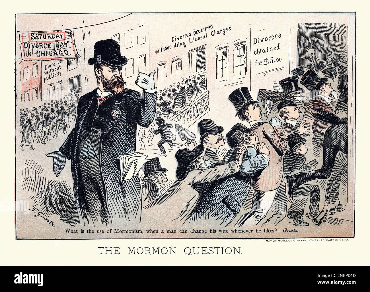 Vintage illustration, Satirical American cartoon, anti mormon, What is ...