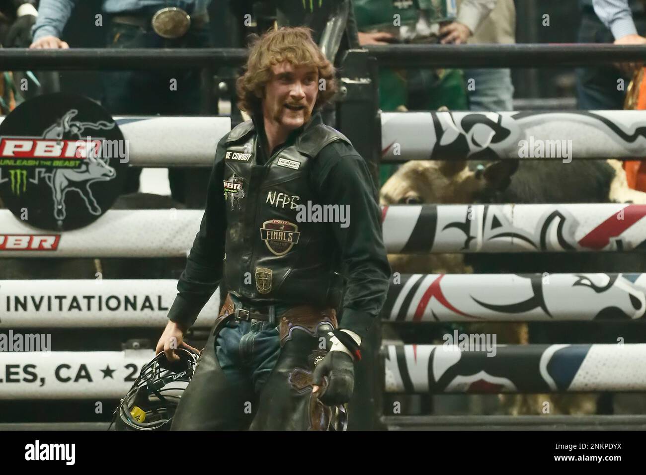 LOS ANGELES, CA - FEBRUARY 22: Bob Mitchell looks on following his ride ...