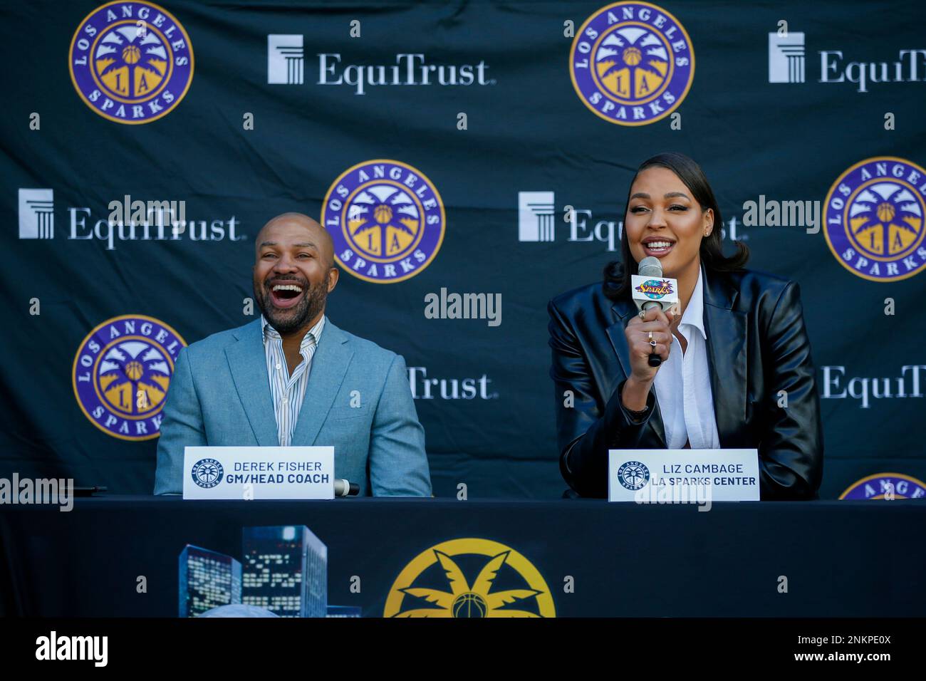 Los Angeles Sparks head coach Derek Fisher and the team's new signed ...