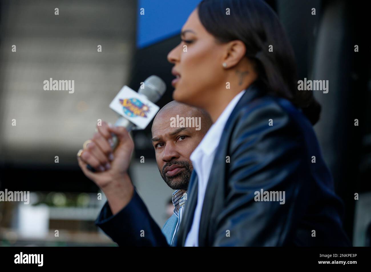 Los Angeles Sparks head coach Derek Fisher looks on as their new signed ...