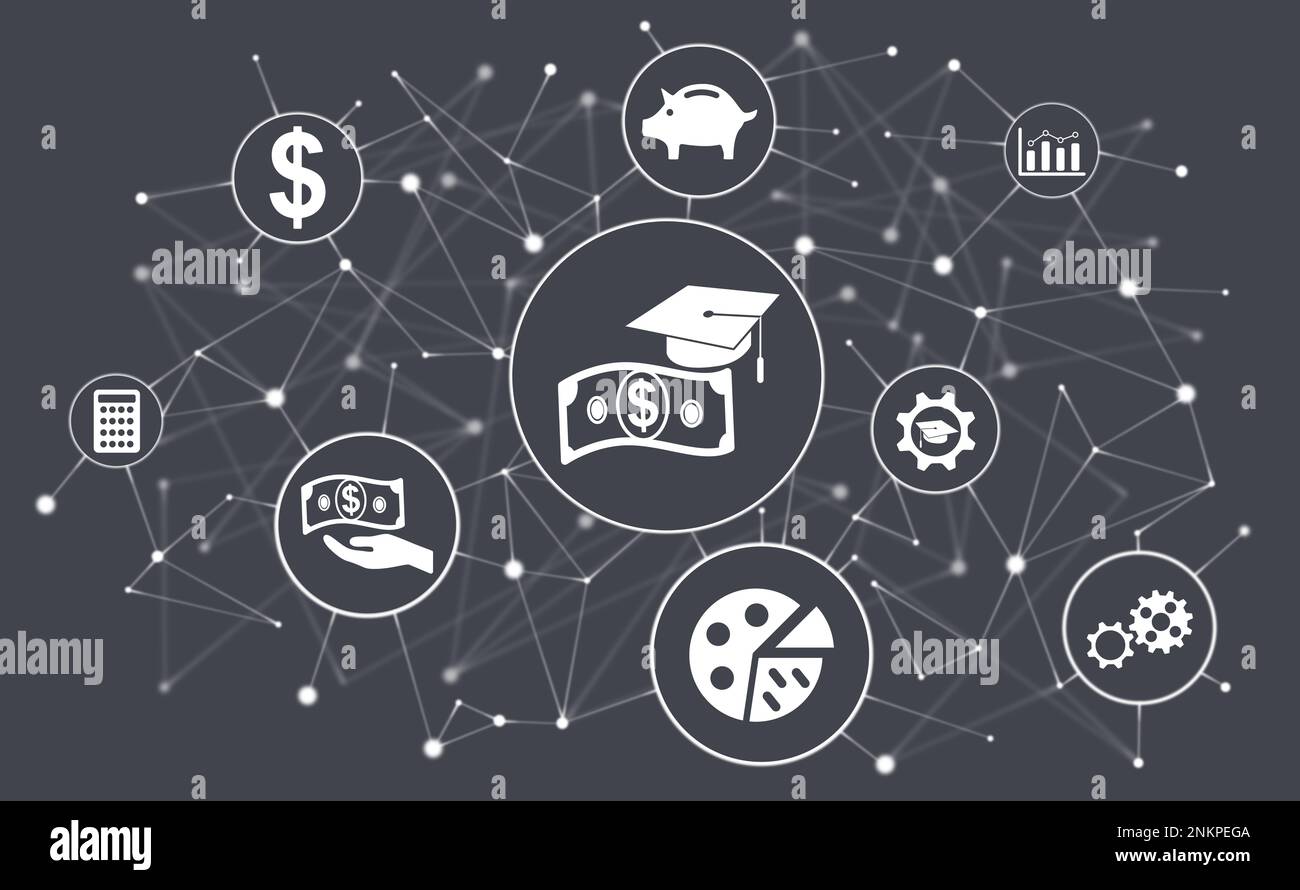 Concept of fafsa with connected icons Stock Photo - Alamy