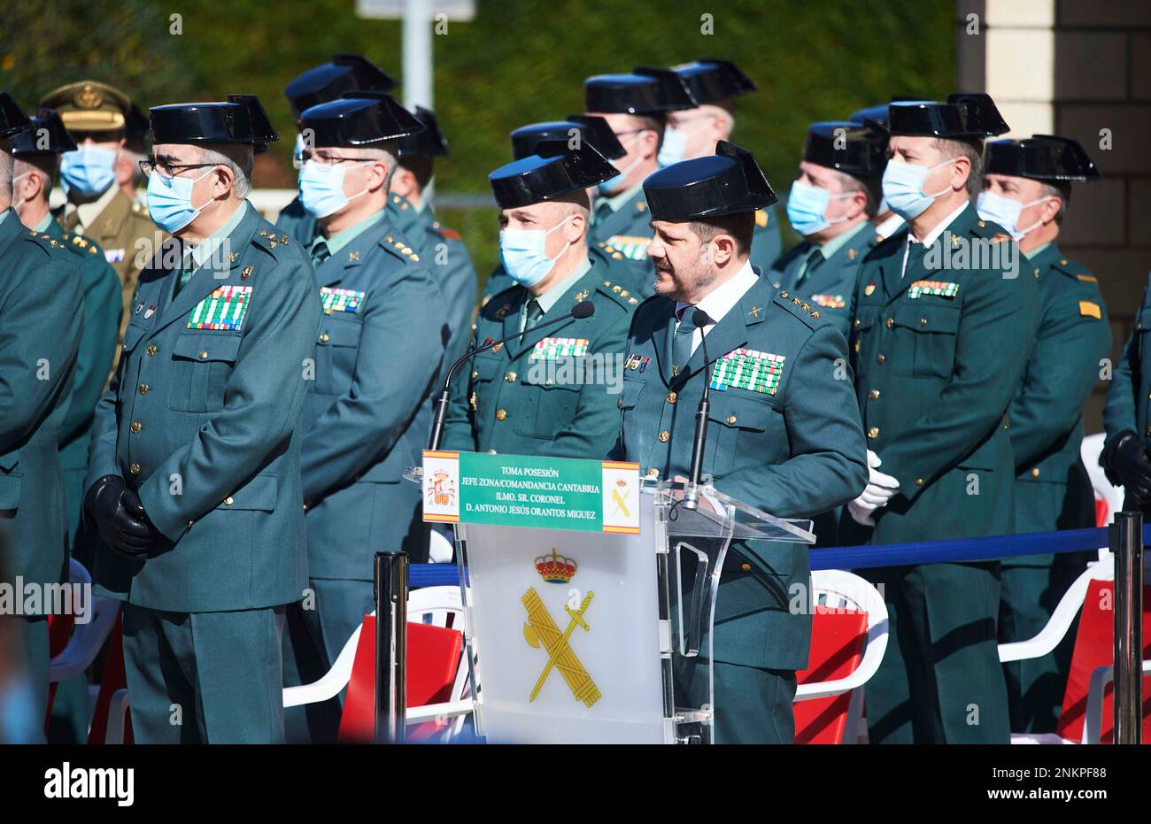 The colonel, Antonio Jesus Orantos, speaks in the act of his ...