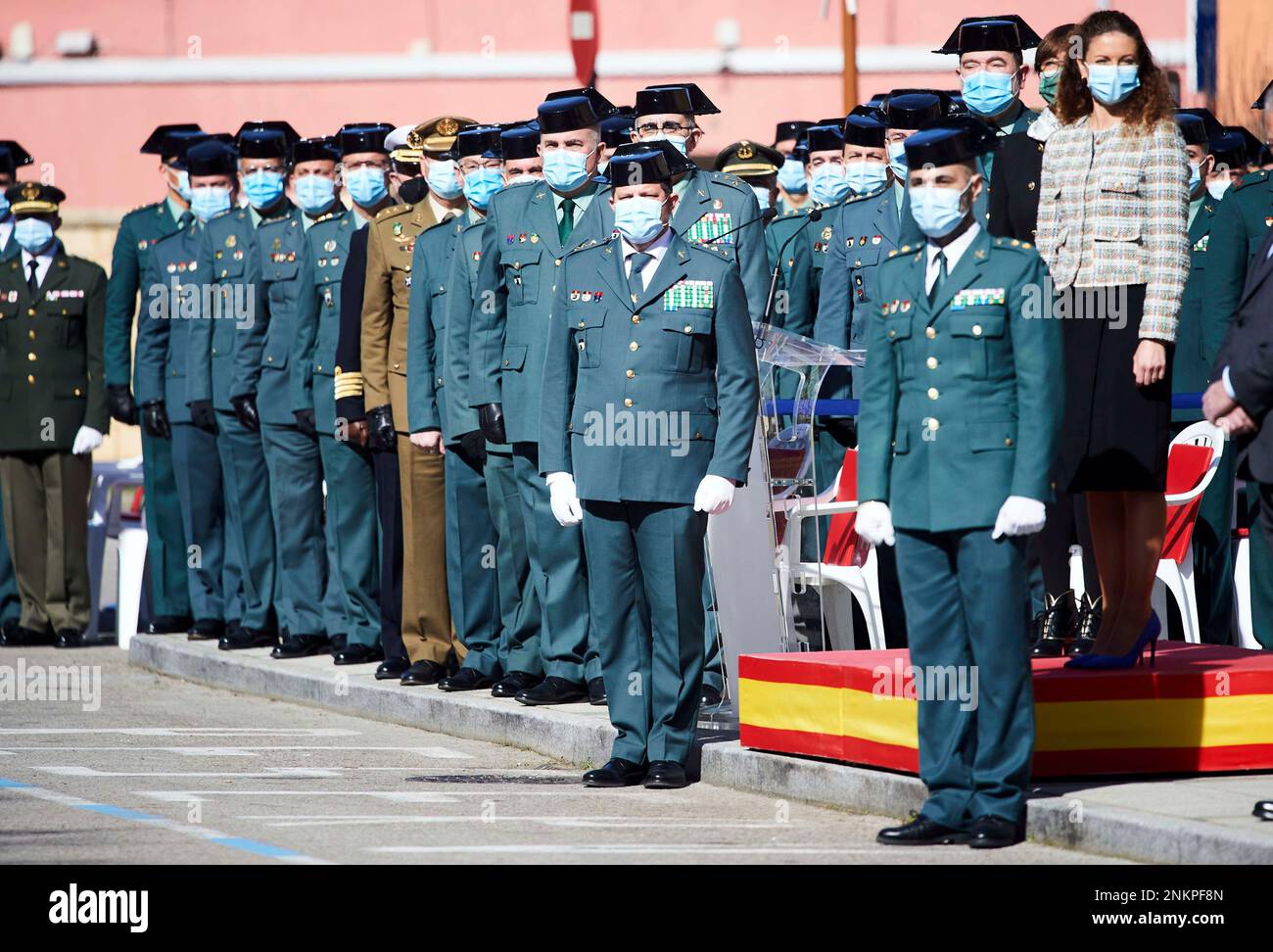 The colonel, Antonio Jesus Orantos (c), in the act of his inauguration ...