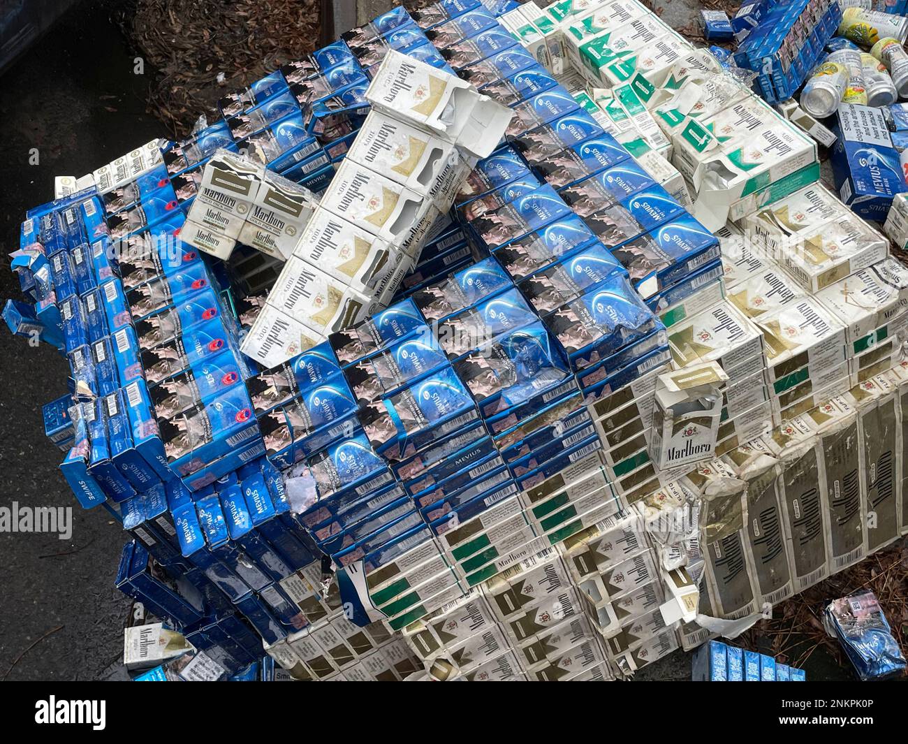 Photo by: STRF/STAR MAX/IPx 2022 2/22/22 Discarded cigarette packs are ...