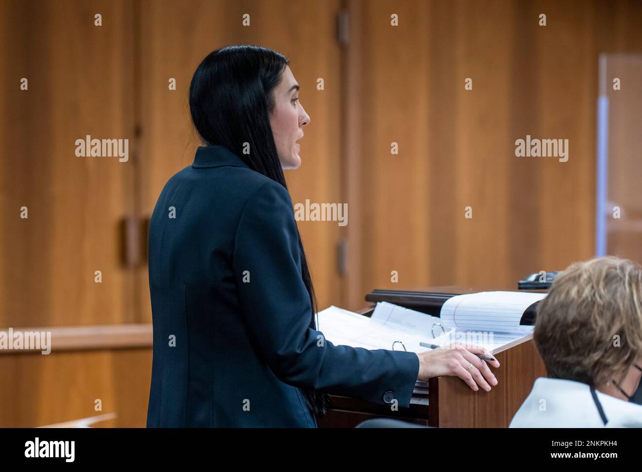 Defense attorney Paulette Loftin questions a witness during a placement ...