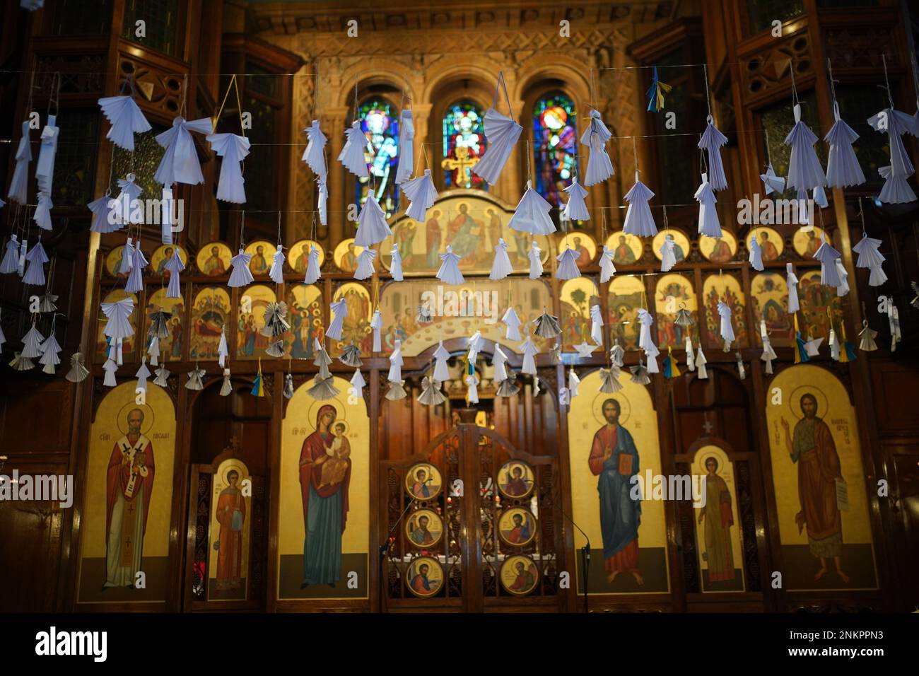 461 paper angels hang from the roof of the cathedral, one for each ...