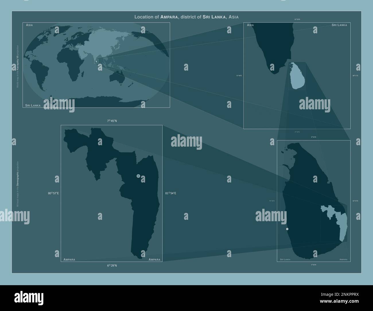 Ampara, district of Sri Lanka. Diagram showing the location of the ...