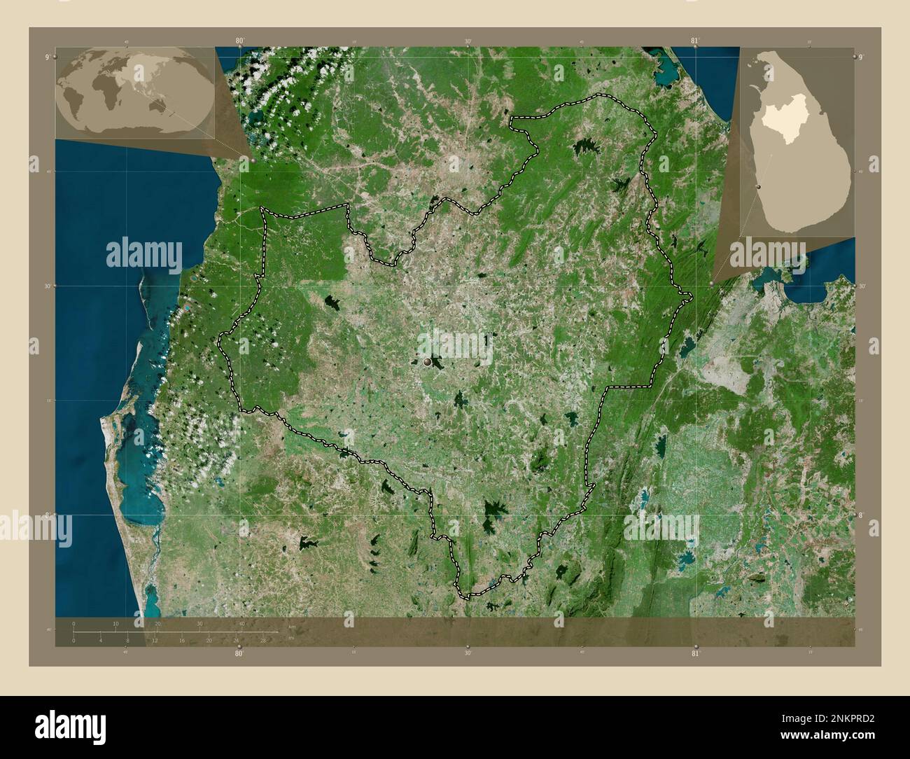 Anuradhapura, district of Sri Lanka. High resolution satellite map ...