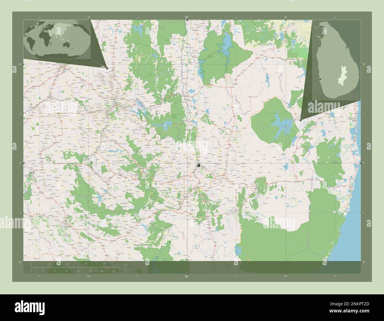 Badulla, district of Sri Lanka. Open Street Map. Corner auxiliary ...