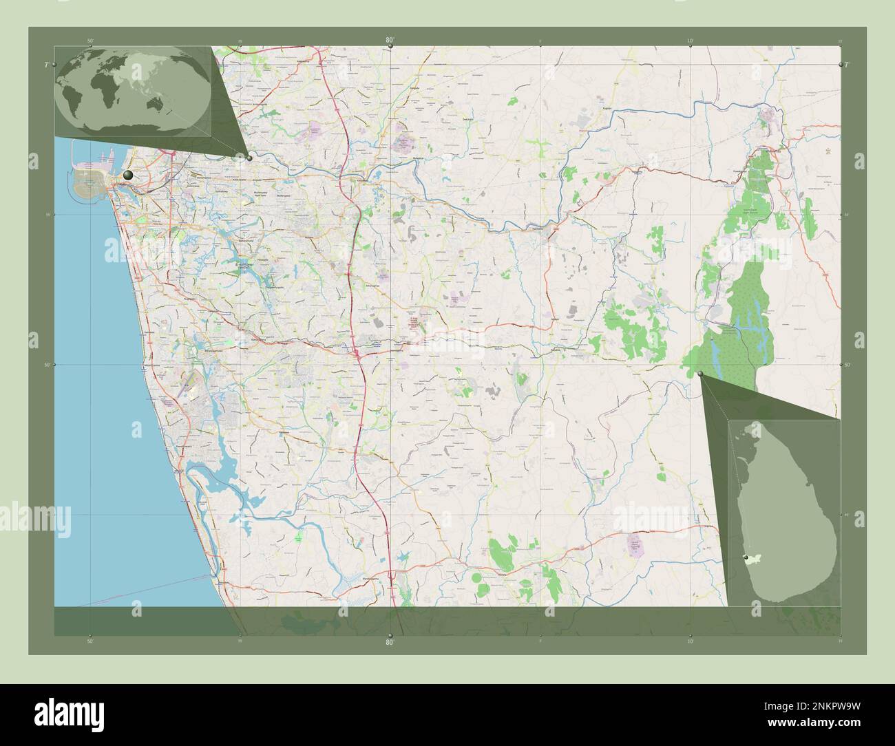 Colombo, district of Sri Lanka. Open Street Map. Corner auxiliary ...