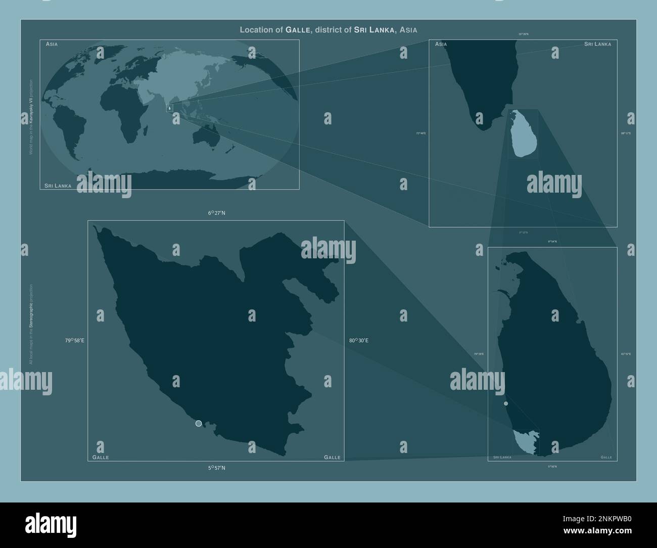 Galle, district of Sri Lanka. Diagram showing the location of the ...