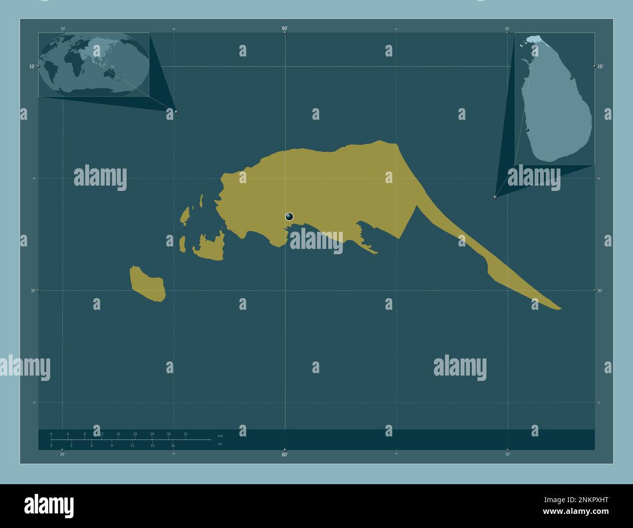 Jaffna, district of Sri Lanka. Solid color shape. Corner auxiliary ...
