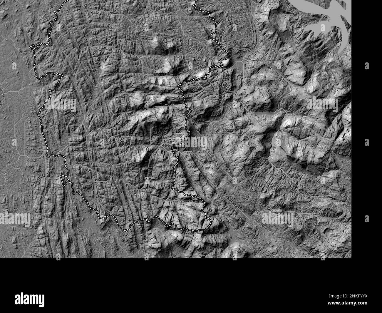 Kegalle, district of Sri Lanka. Bilevel elevation map with lakes and ...