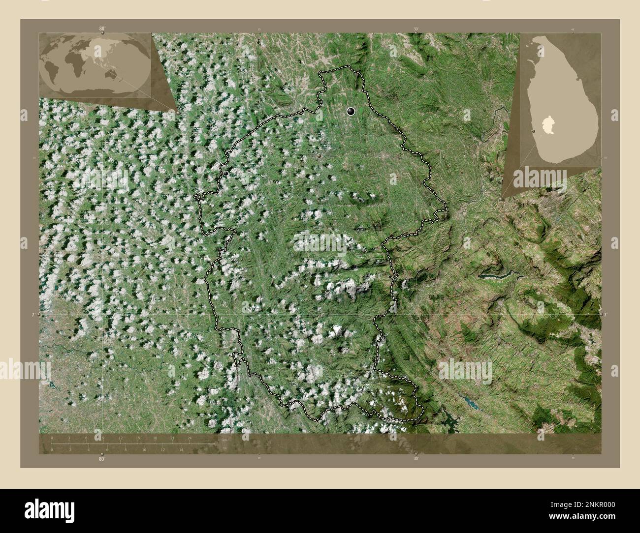 Kegalle, district of Sri Lanka. High resolution satellite map ...